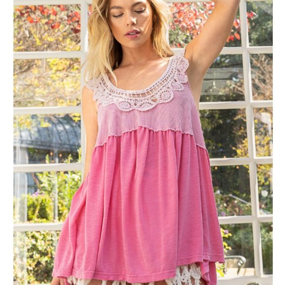 POL | Tops | 48826 Pol Crochet Yoke Tank Top | Poshmark